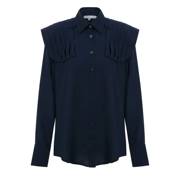 MAAN ISTANBUL Naomi Silk Wave Shirt - Blue