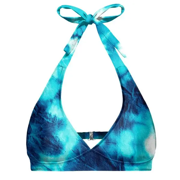 ALOHA FROM DEER Tie Dye Halterneck Bikini Top - Blue