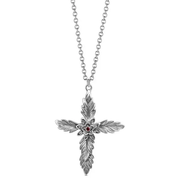 UNALOE Silver And Ruby Cross Pendant Necklace - Silver/red