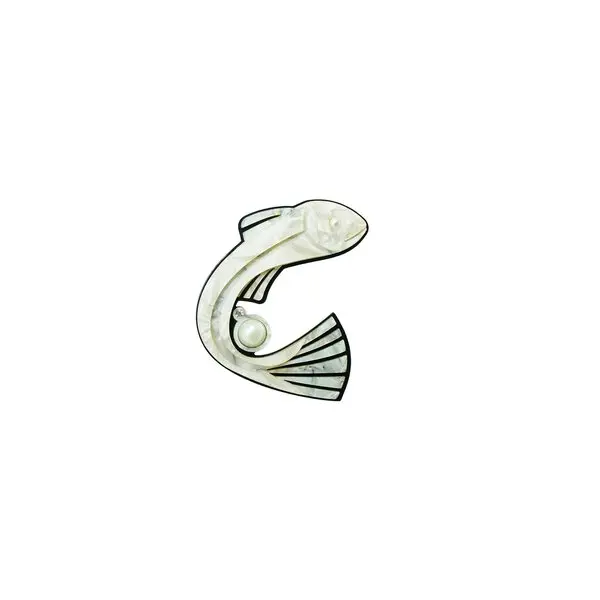 GISSA BICALHO Acrylic Brooch With Pearl Detail - Black