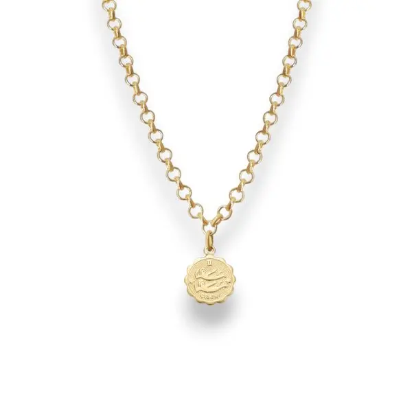 ALEXIE OF ATHENS Gemini Zodiac Mini Medallion Chain Necklace - Gold
