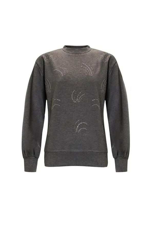 EXQUISE Embellished Patterned Sweatshirt