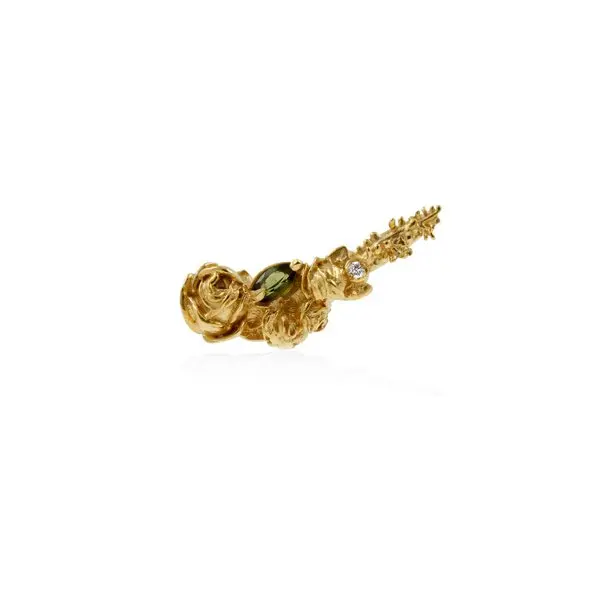 LEE RENEE Rose Diamond And Tourmaline Slider Earring - Gold