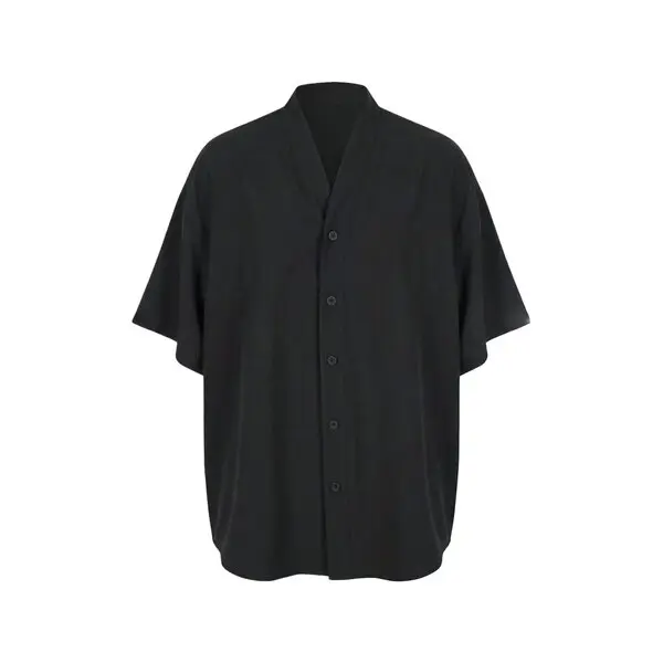 MODENAIRE Band Collar Cotton Shirt Relaxed Fit Fluid Structure
