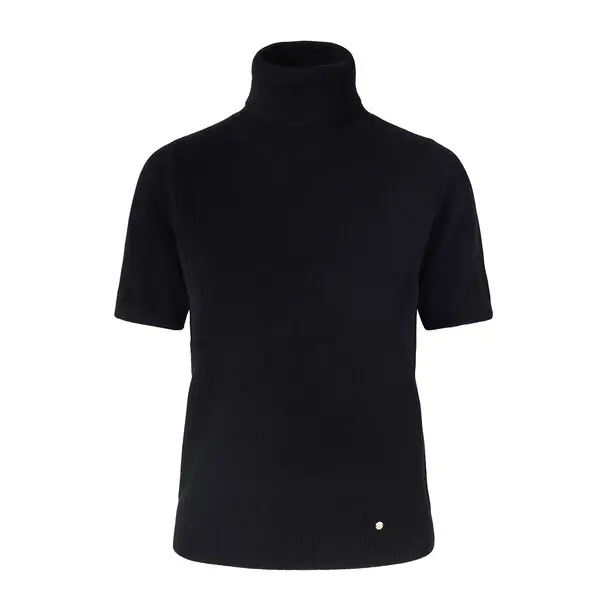 TIRILLM Alexa Short Sleeve Turtleneck Pullover - Black