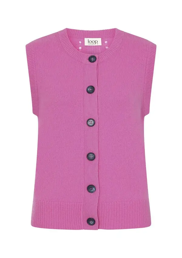 LOOP CASHMERE Contrast Button Cashmere Waistcoat