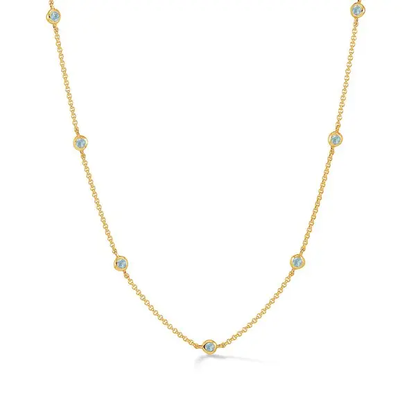 DOWER & HALL Aquamarine Dewdrop Chain Necklace - Gold