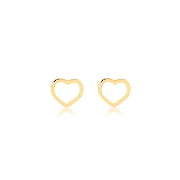 SOLIO JEWELLERY 18k Solid Gold Heart Stud Earrings - Gold/yellow