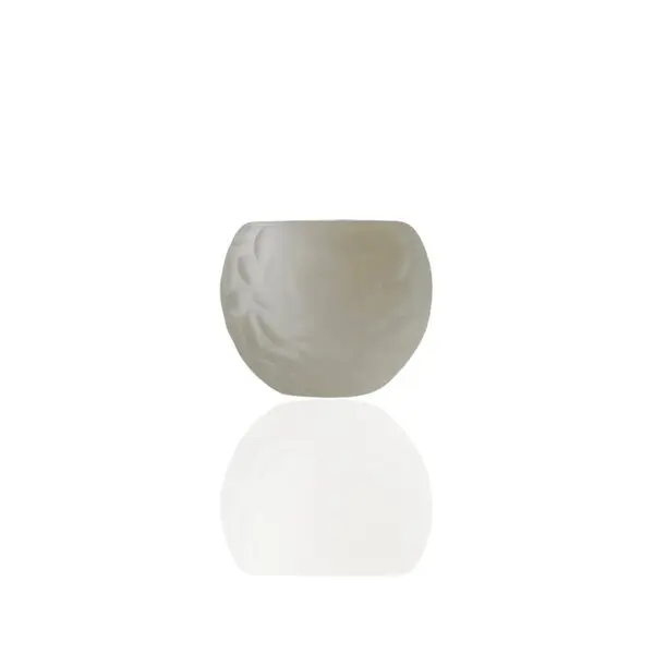 MARLETH Murano Colored Glass Sphere Vase With Almond Motif – Frosted - White