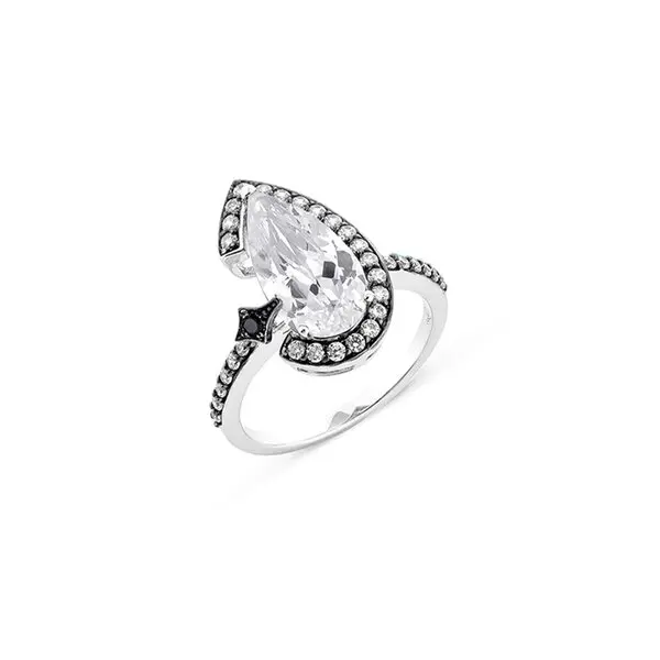 SALLY SKOUFIS Nourish Ring With Black Diamond - Black/silver