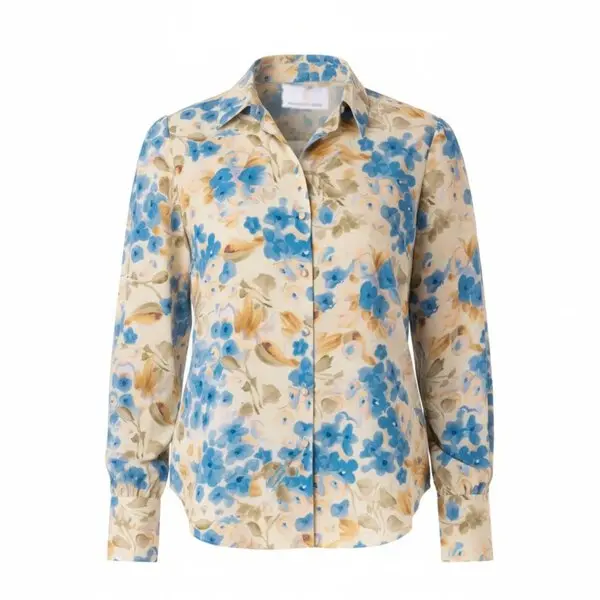 FRANCHETTI BOND Ricciarda Pansies Classic Shirt - Blue