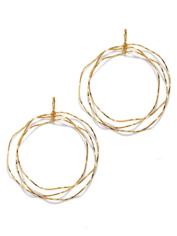 JAREDJAMIN Triple Wavy Halo Hoop Earrings - Gold
