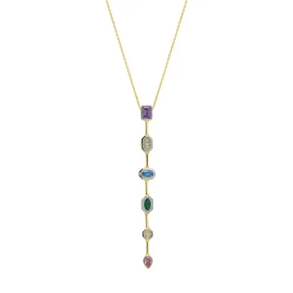SPERO LONDON Kaleidoscope Y Lariat Sterling Silver Drop Necklace - Gold