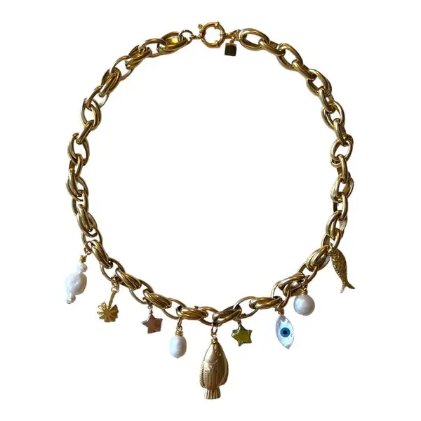 SCCOLLECTION Chiara Pearl & Charm Necklace - Gold