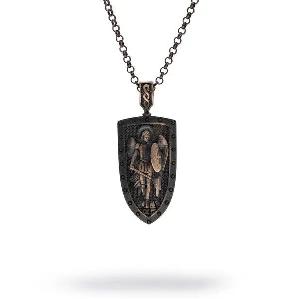 EBRU JEWELRY Guardian Angel Shield Sterling Necklace - Silver