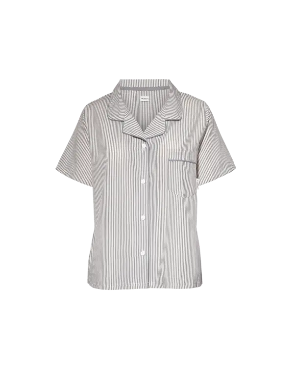 NUDEA The Short Pj Set Dove Stripe - Grey
