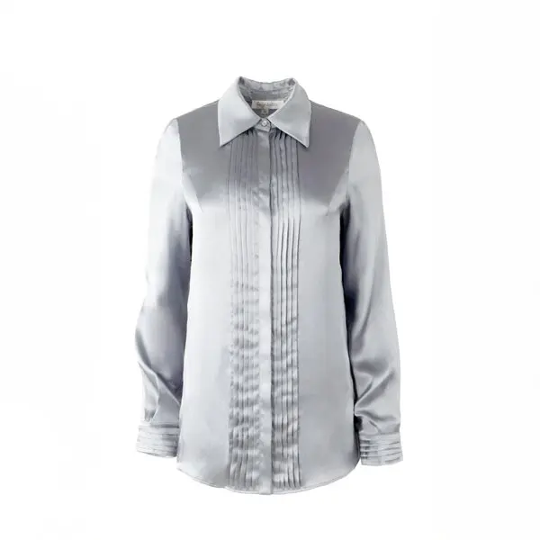SOLGO ATELIER Pleated Silk Charmeuse Shirt