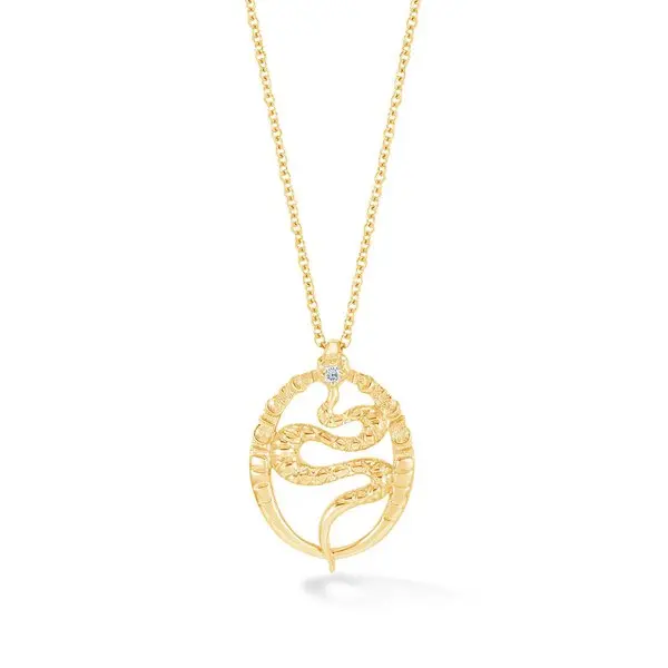 DOWER & HALL Solid And Diamond Snake Talisman Necklace - Gold