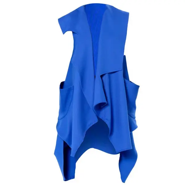 METAMORPHOZA Asymmetric Long Vest - Blue
