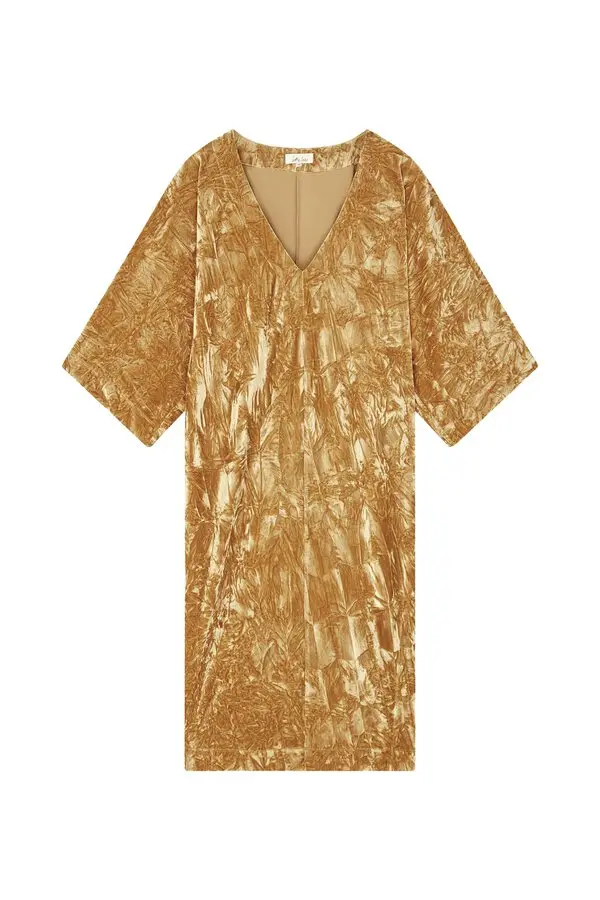 LITTLE LIES Rumours Velvet Midi Dress - Yellow