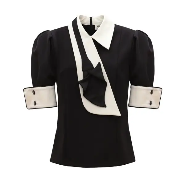 JULIA ALLERT Statement Blouse With Collar And Cuffs - Black