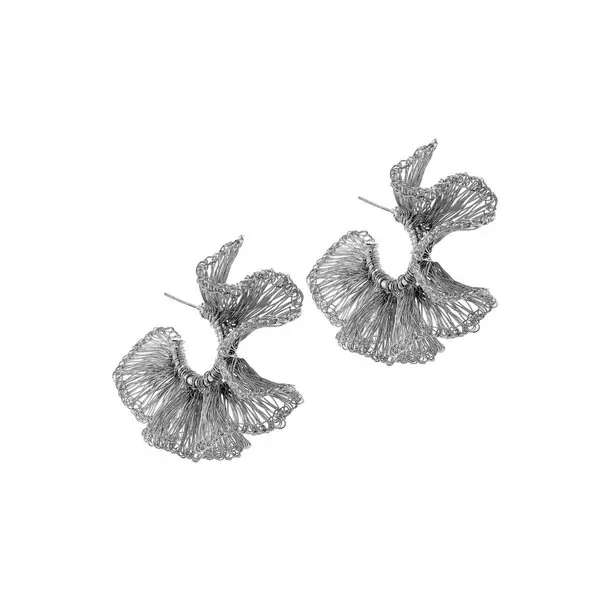 LAVISH BY TRICIA MILANEZE All Rio Handmade Crochet Hoop Earrings - Silver