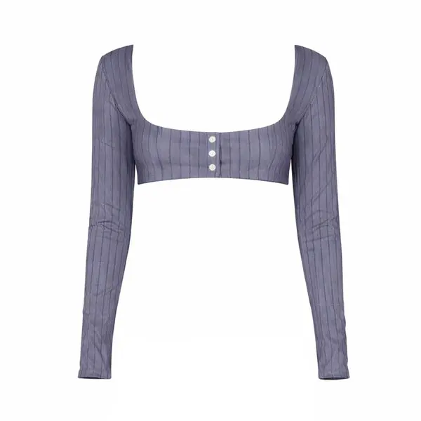 BELLETAGE SWIMWEAR The Ivy Cropped Mini Blazer Top - Blue/grey