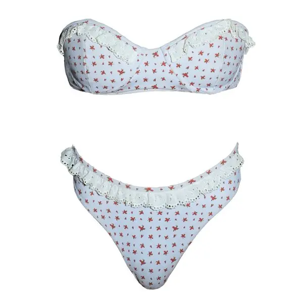 FARAH LINA Floral Print Bikini Set - Green/red