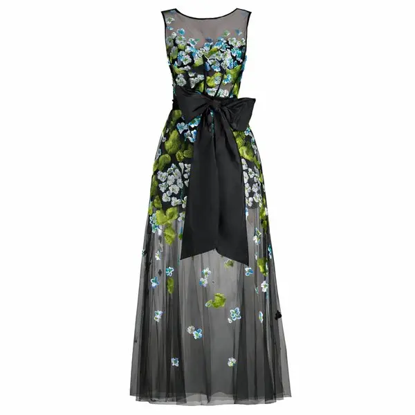 Mac Duggal Floral Embroidered Corset Gown With Bow