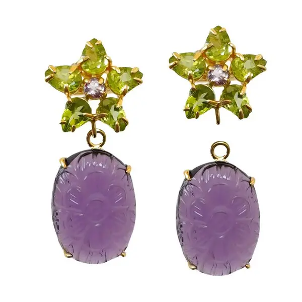 Bounkit Savannah Convertible Earrings - Purple/green