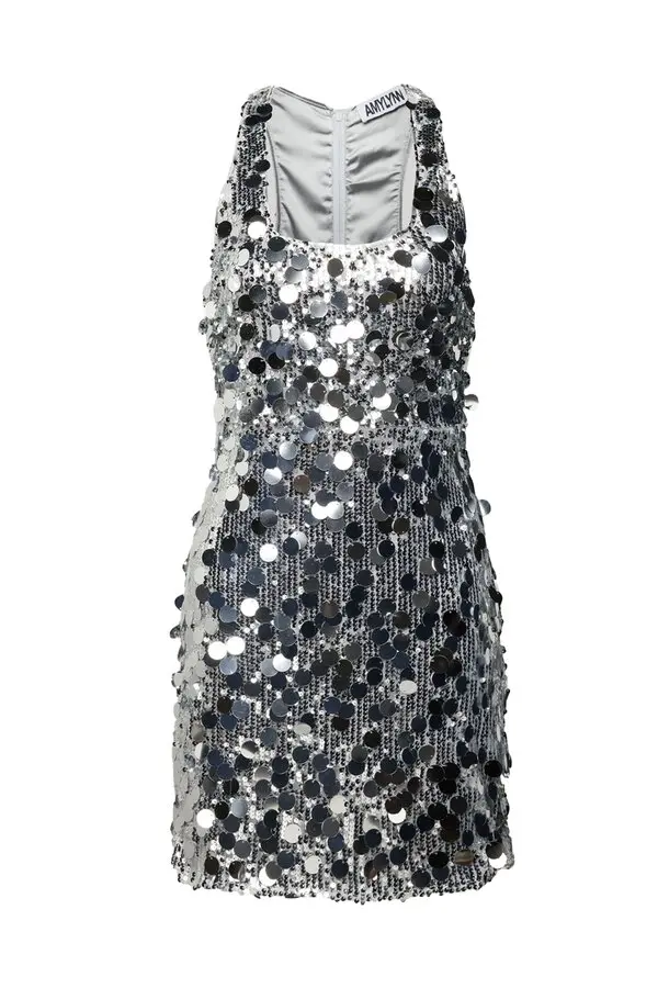 AMY LYNN Oceane Disc Sequin Dress - Silver