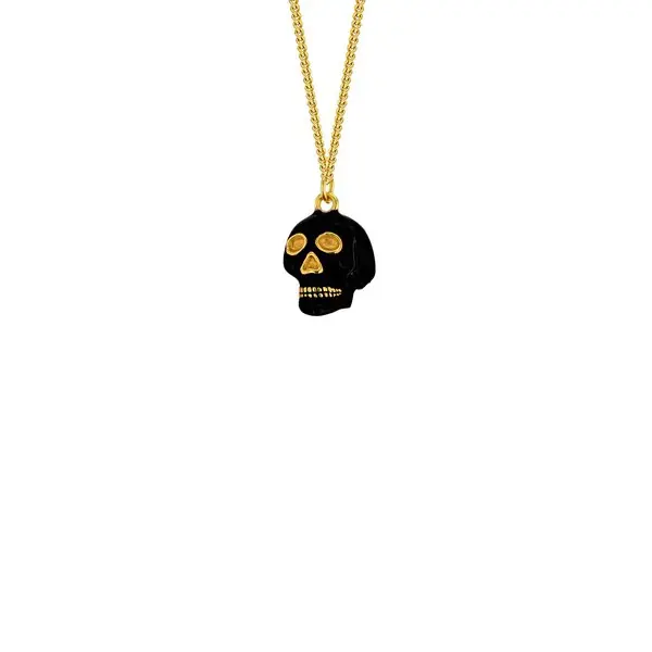 TRUE ROCKS Mini Skull Pendant - Black/gold
