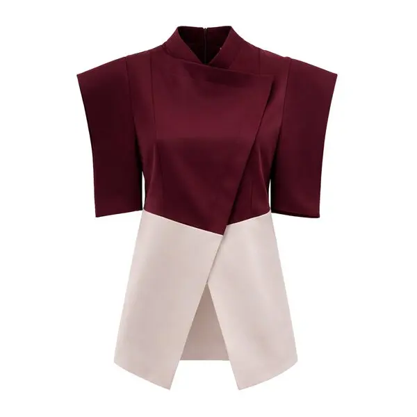 JULIA ALLERT Asymmetric Colour Block Top - Red