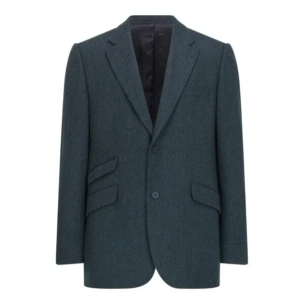 TRIONA Herringbone James Classic Tweed Jacket - Green/blue