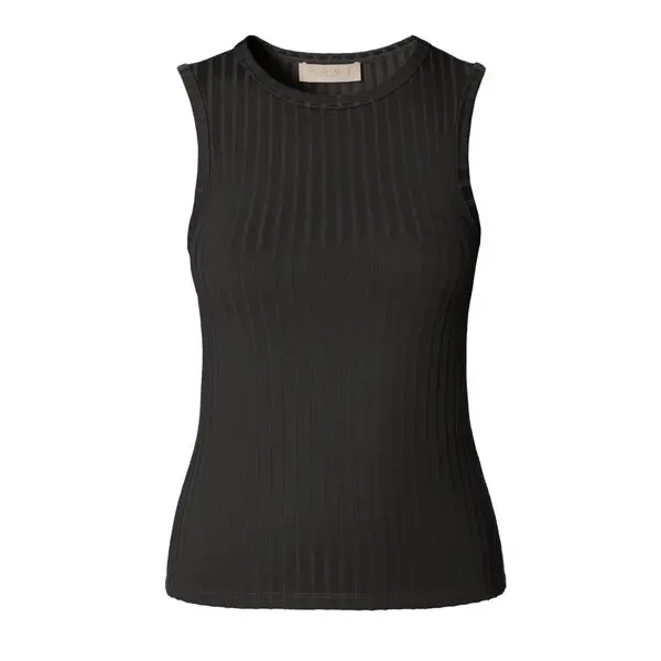 AGGI BY HALEWSKI Ribbed Elastic Tank Top - Black