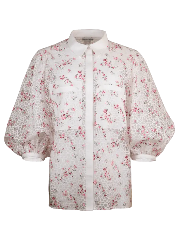 HELENE GALWAS Flora Viscose Blouse - White/pink