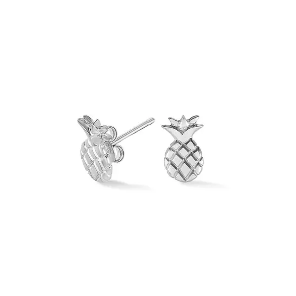 DOWER & HALL Pineapple Narrative Stud Earrings - Silver