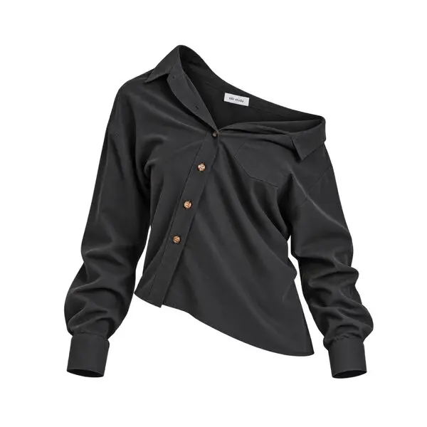 Sab Studio Asymmetric Button Up Shirt - Black