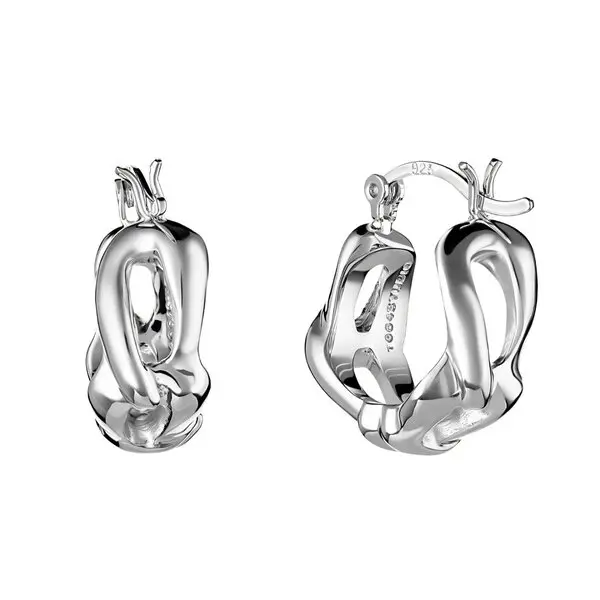 TAMI&TAMI Ten Sixty Four Studios Knotted Bow Hoop Earrings - Silver