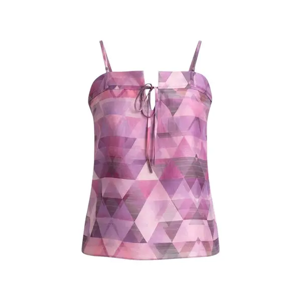 STOVARIA Tussar Silk Geometric Print Tie-front Camisole