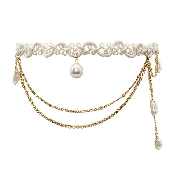 MARQUISE SWIM Rêverie Braided Choker - Gold/white