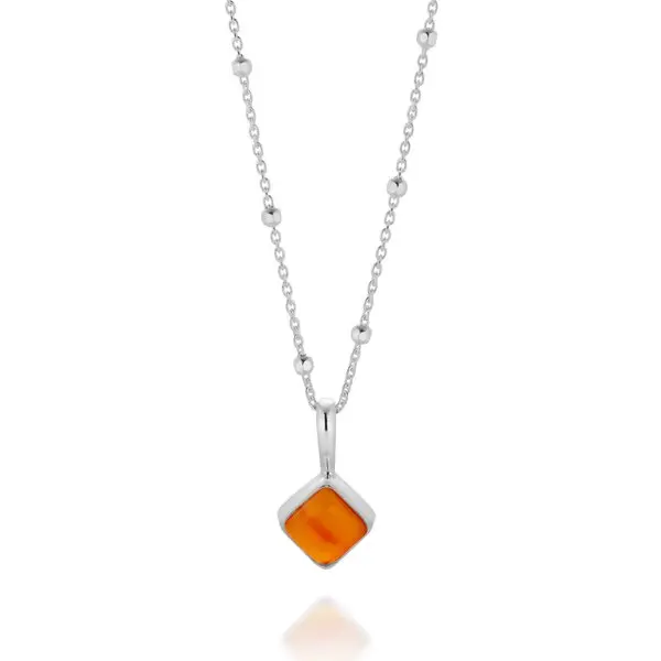 NELLOU JEWELLERY Diamond Carnelian Sterling Necklace - Silver