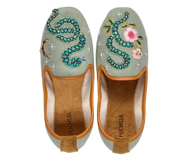 FUCHSIA SHOES Viper Velvet Loafers - Green