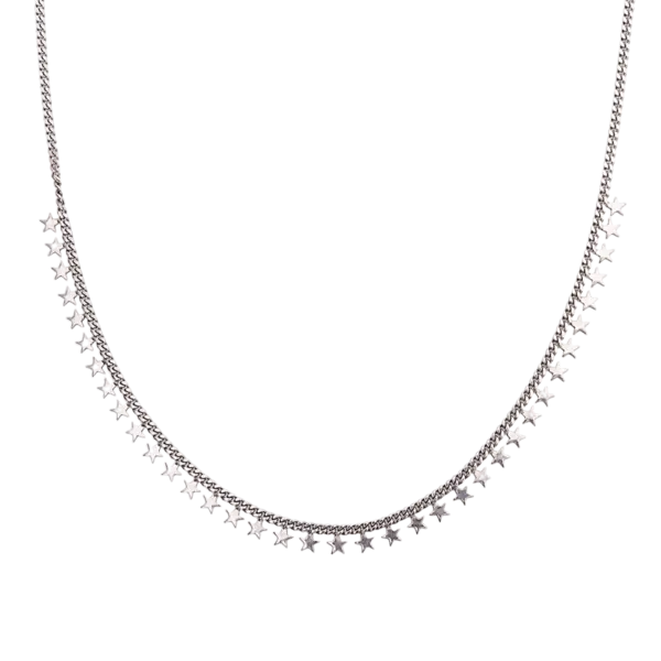 SPERO LONDON Sterling Multiple Star Station Necklace - Silver