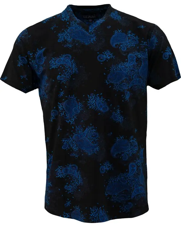 LORDS OF HARLECH Maze Campania Floral V-neck Tee - Black
