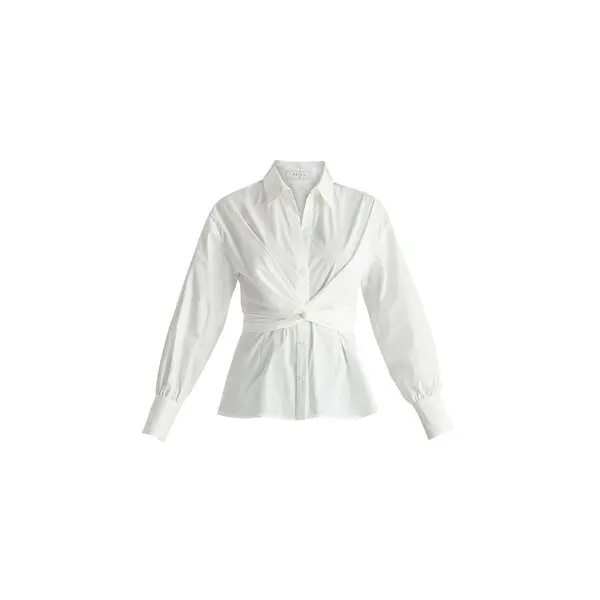 PAISIE Wrap-tie Waist Shirt - White