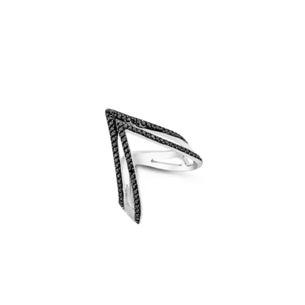 SALLY SKOUFIS Pivot Ring With Cz Diamond Stimulant - Black/silver