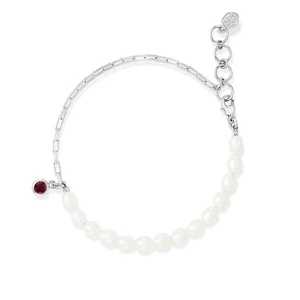 DOWER & HALL Luna Pearl Garnet Bracelet - Silver