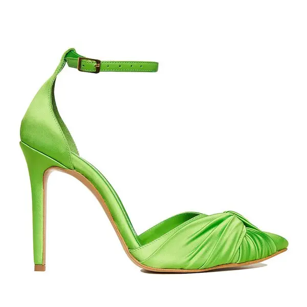 GINISSIMA Ana Fluo Satin Slingbacks - Green