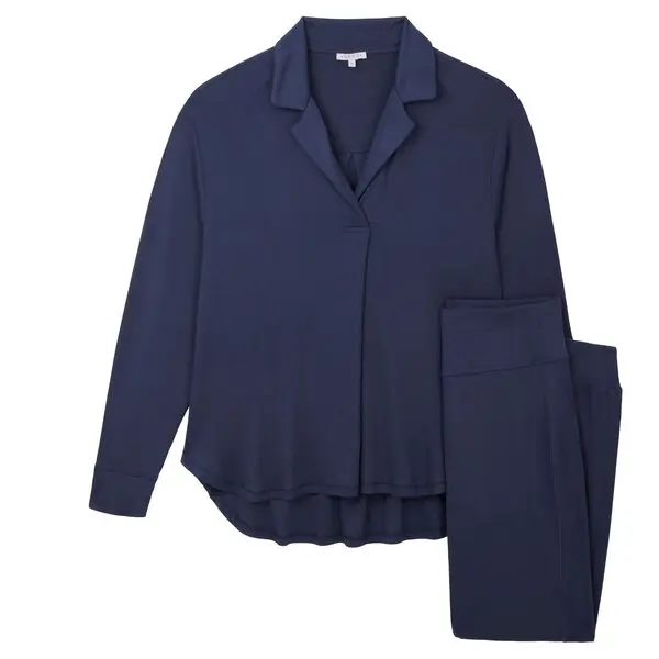 MAMU DREAM Ribbed Modal Hero Shirt & Cuffed Leggings Set - Blue